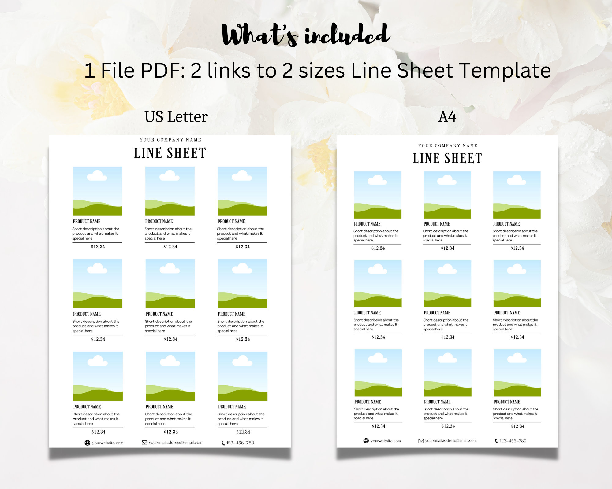Minimal Modern Line Sheet Template Canva Editable, Instant Download ...