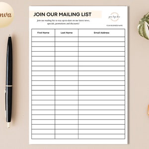 Editable Mailing List Template, Esthetician Email Address List Sign up ...