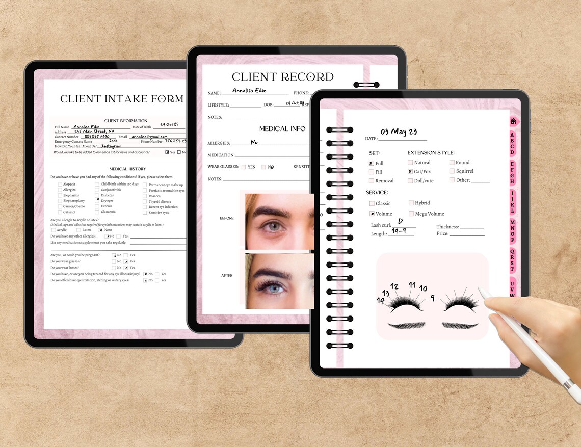 HYPERLINK Digital Lash Client Record Book Goodnotes Notability, Eyelash ...