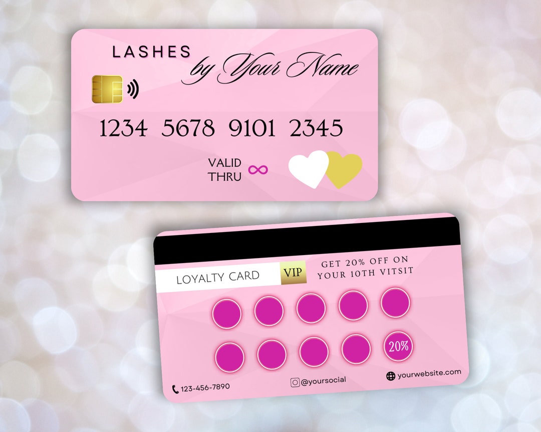 Beauty Salon Business Card, Pink Retro Loyalty Credit Card Business ...