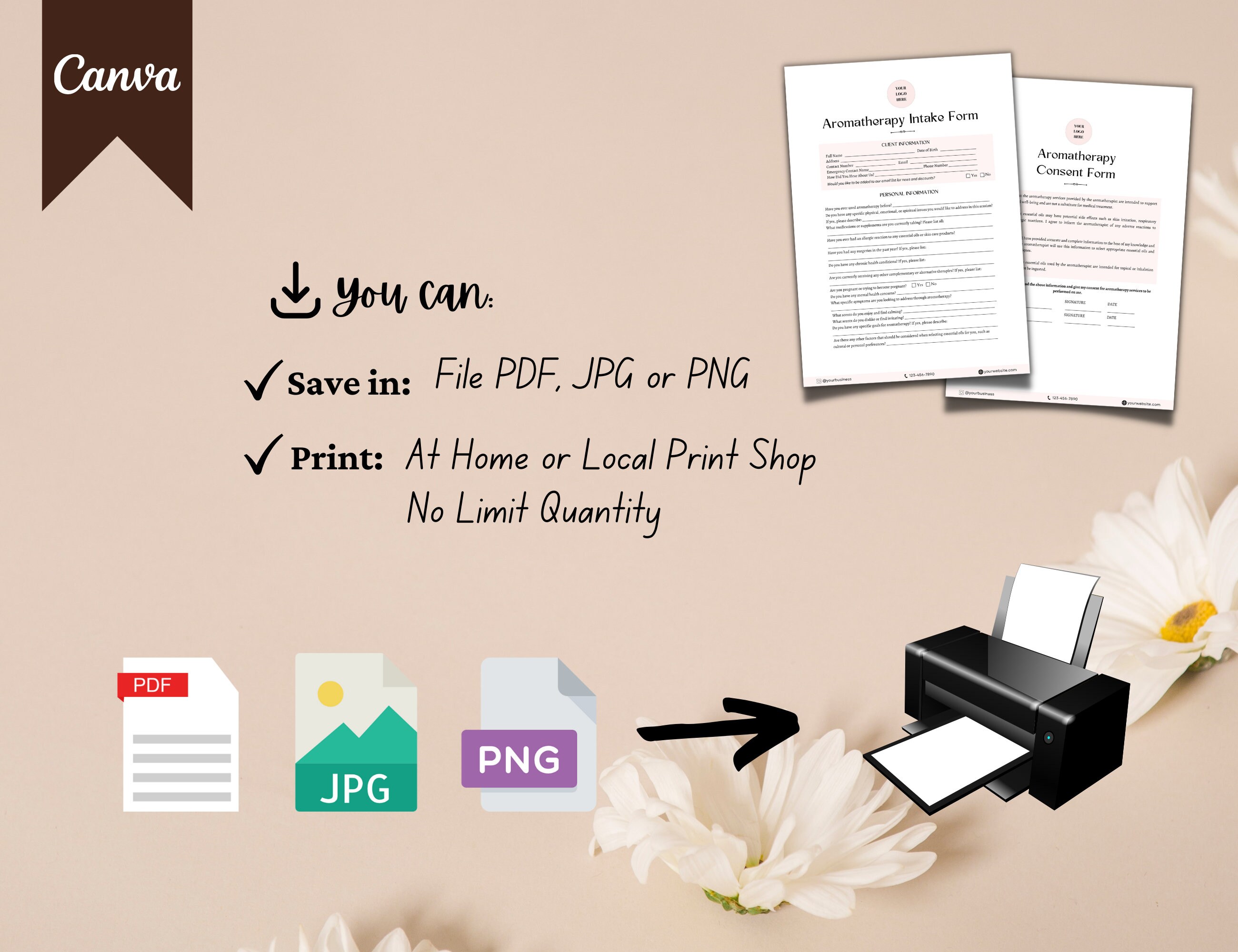Aromatherapy Intake Form, Aromatherapy Consent Form, Canva Templates ...