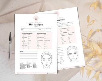 Editable Skin Analysis Form Template for Estheticians, Printable Skin ...