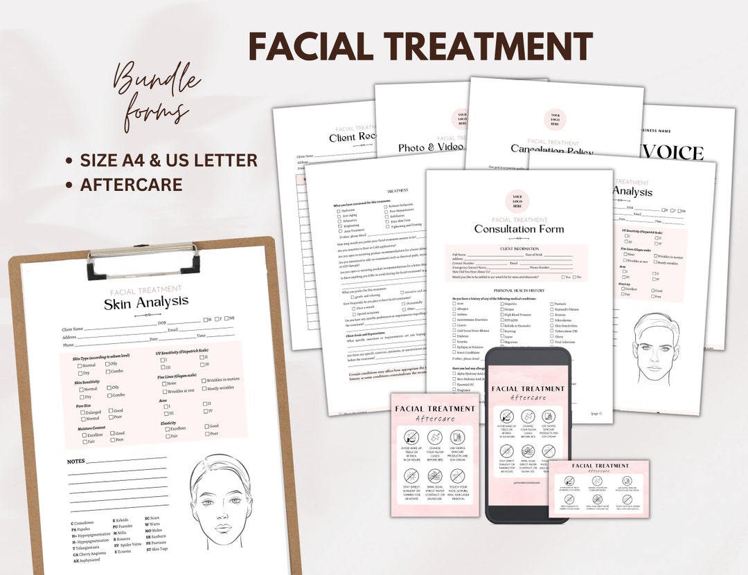 Facial Treatment Form Bundle, Printable Skincare Consent Forms ...