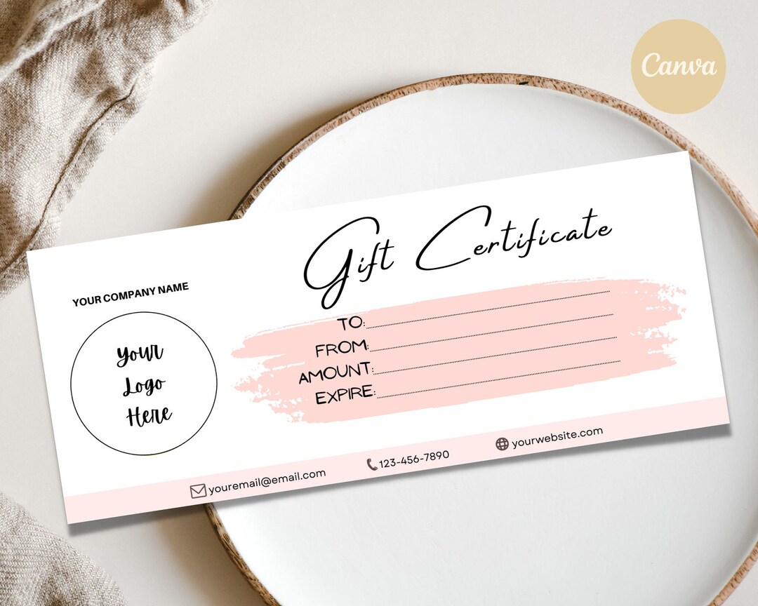 Minimalist Gift Certificate Template Small Business Printable, DIY Gift ...
