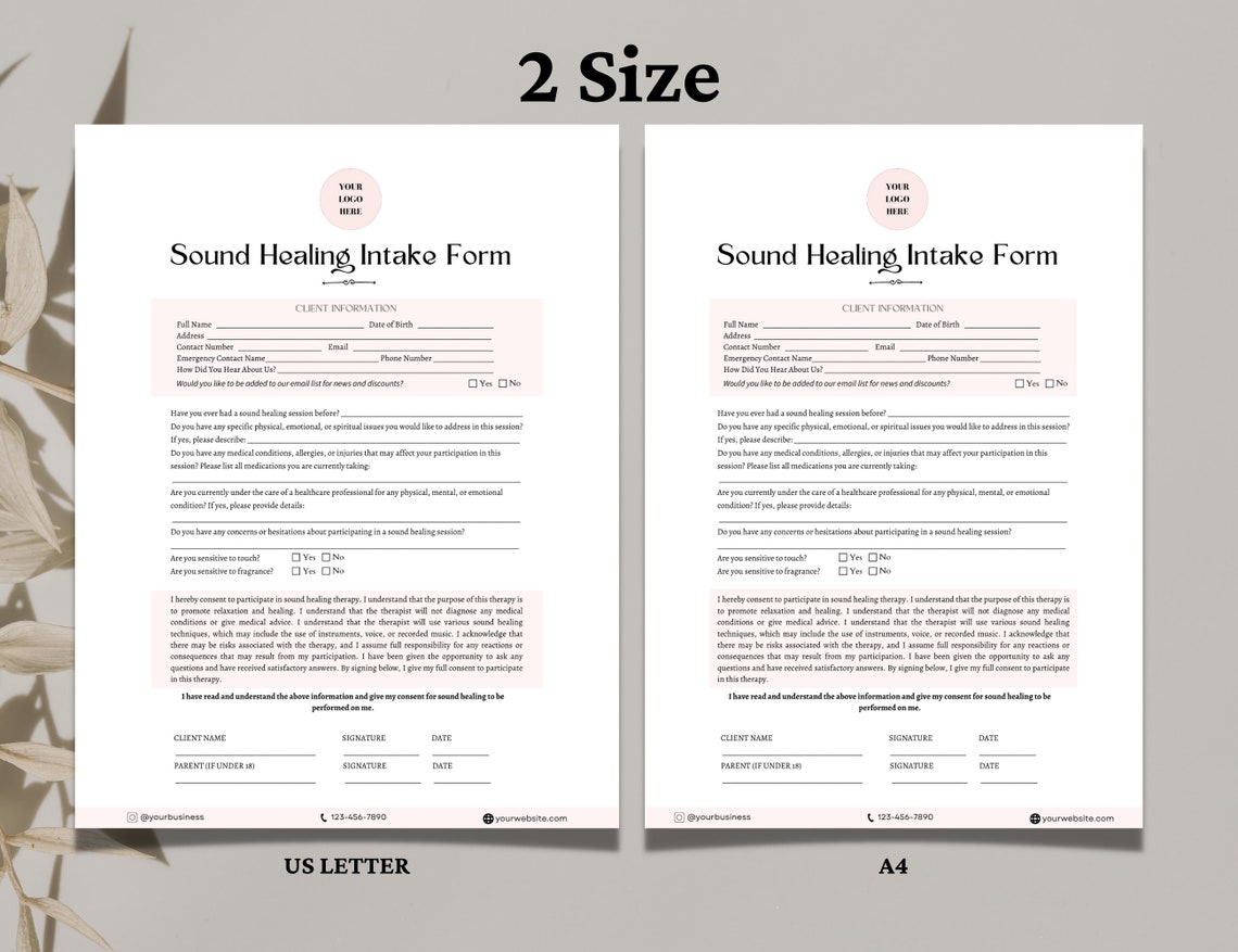 Sound Healing Intake Form, Therapy Intake Canva Templates, Energy ...