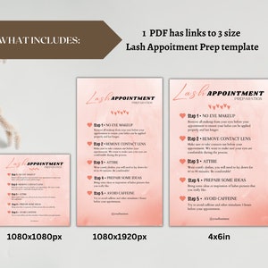 Digital Lash Extension Appointment Prep Card, Before Your Appointment ...