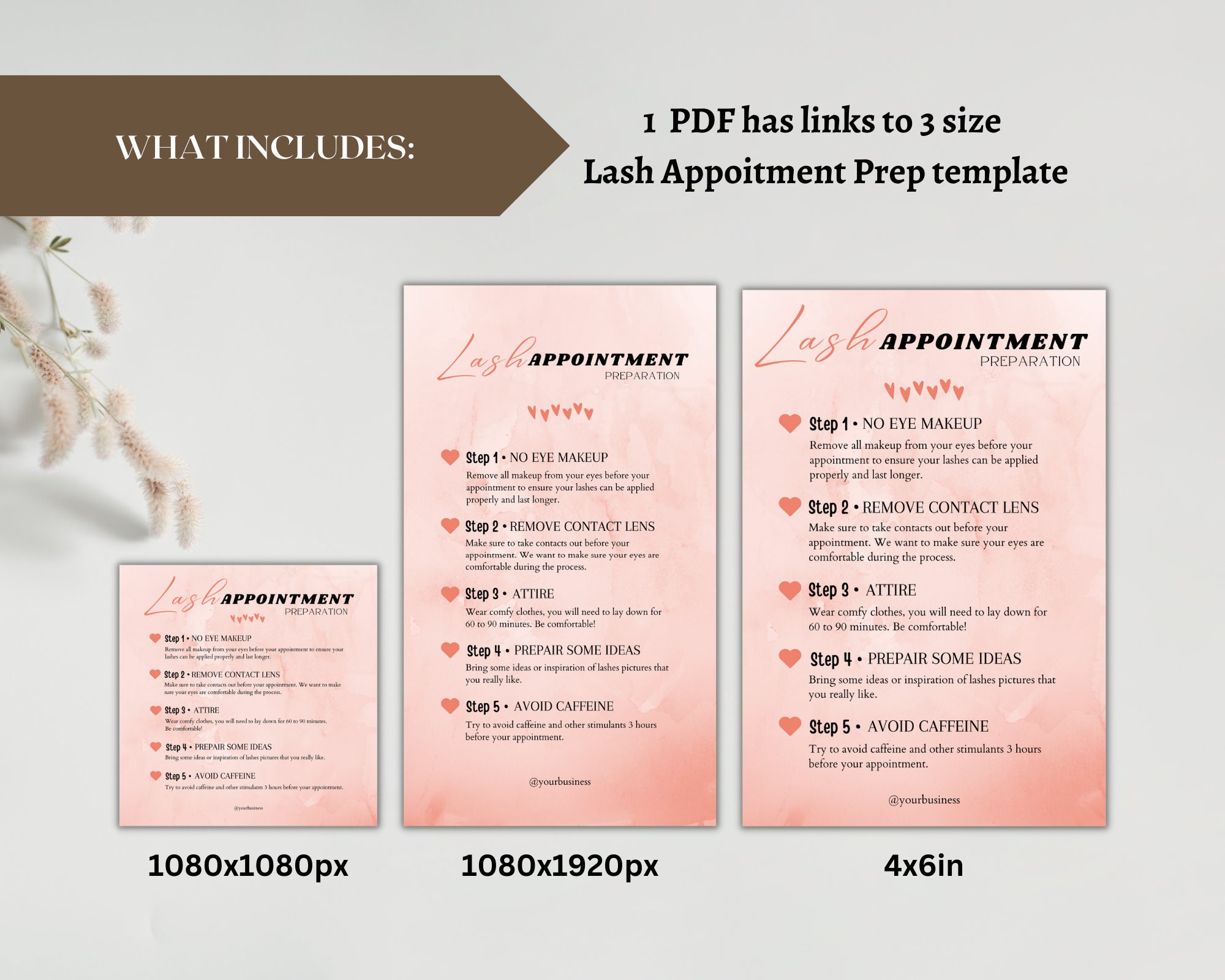 Digital Lash Extension Appointment Prep Card, Before Your Appointment ...