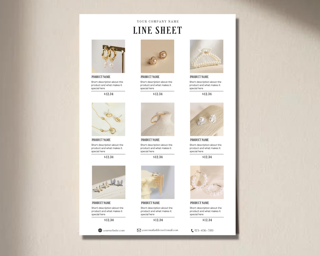 Minimal Modern Line Sheet Template Canva Editable, Instant Download ...