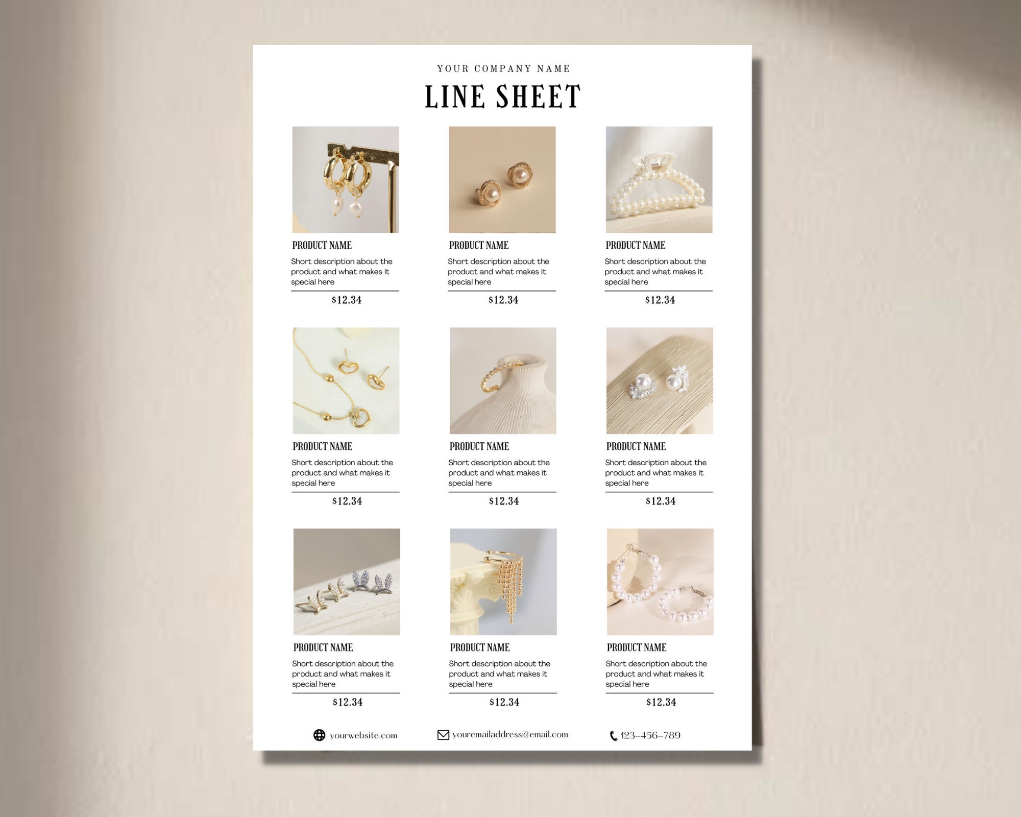 Minimal Modern Line Sheet Template Canva Editable, Instant Download ...