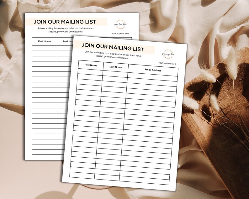 Editable Mailing List Template, Esthetician Email Address List Sign up ...