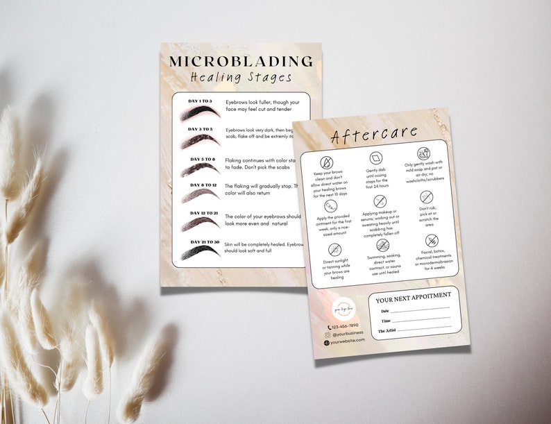 Editable Eyebrows Aftercare Card, PMU Microblading Template DIY Card ...