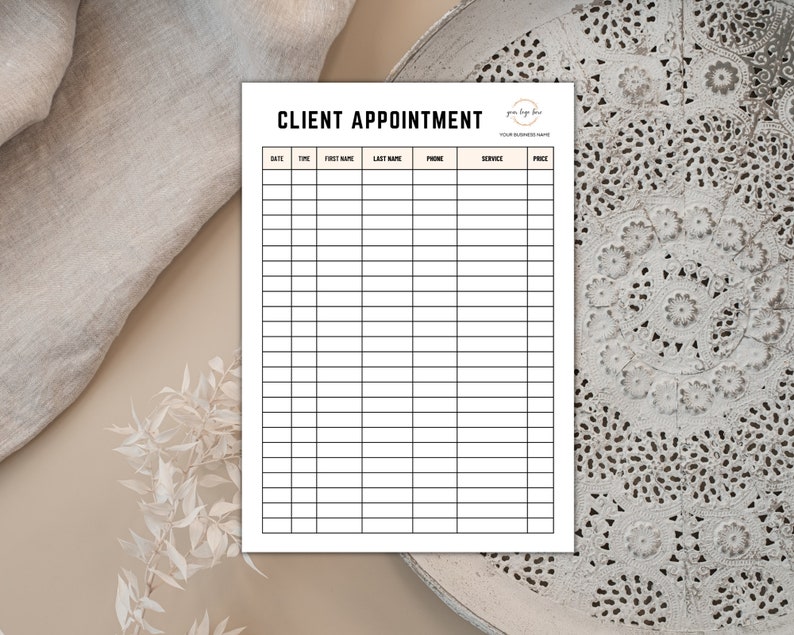 Editable Salon Appoitment Tracker Template, Client Service Record Sheet ...