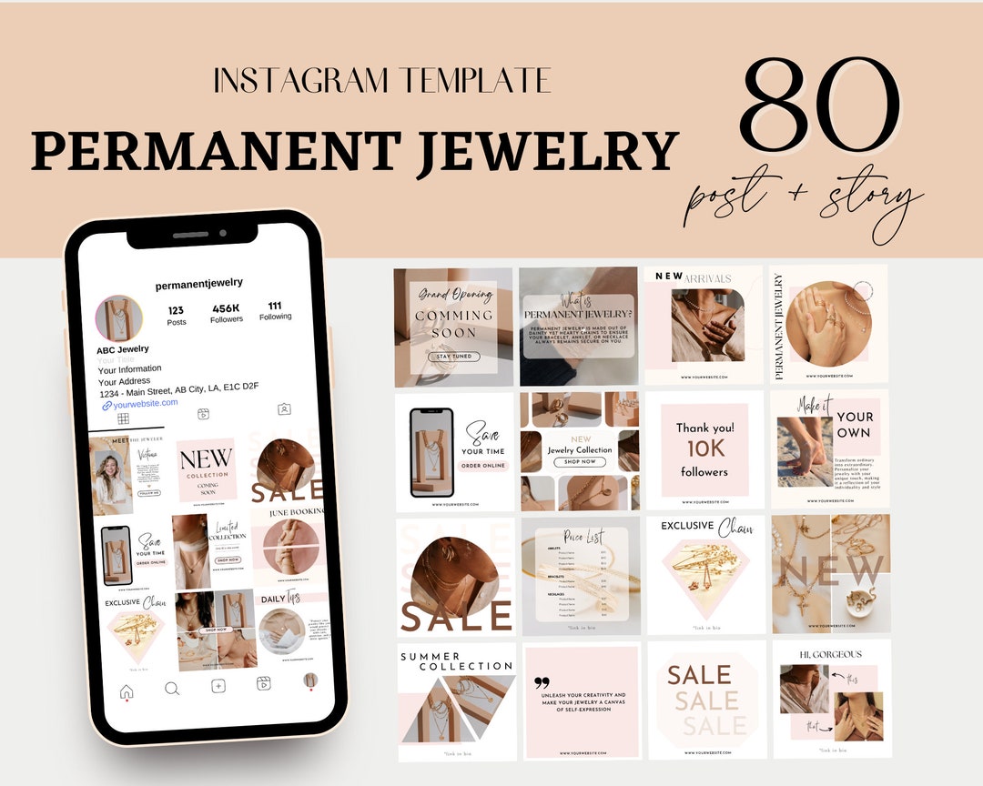 Editable Permanent Jewelry Instagram Posts, Permanent Jewelry Social ...
