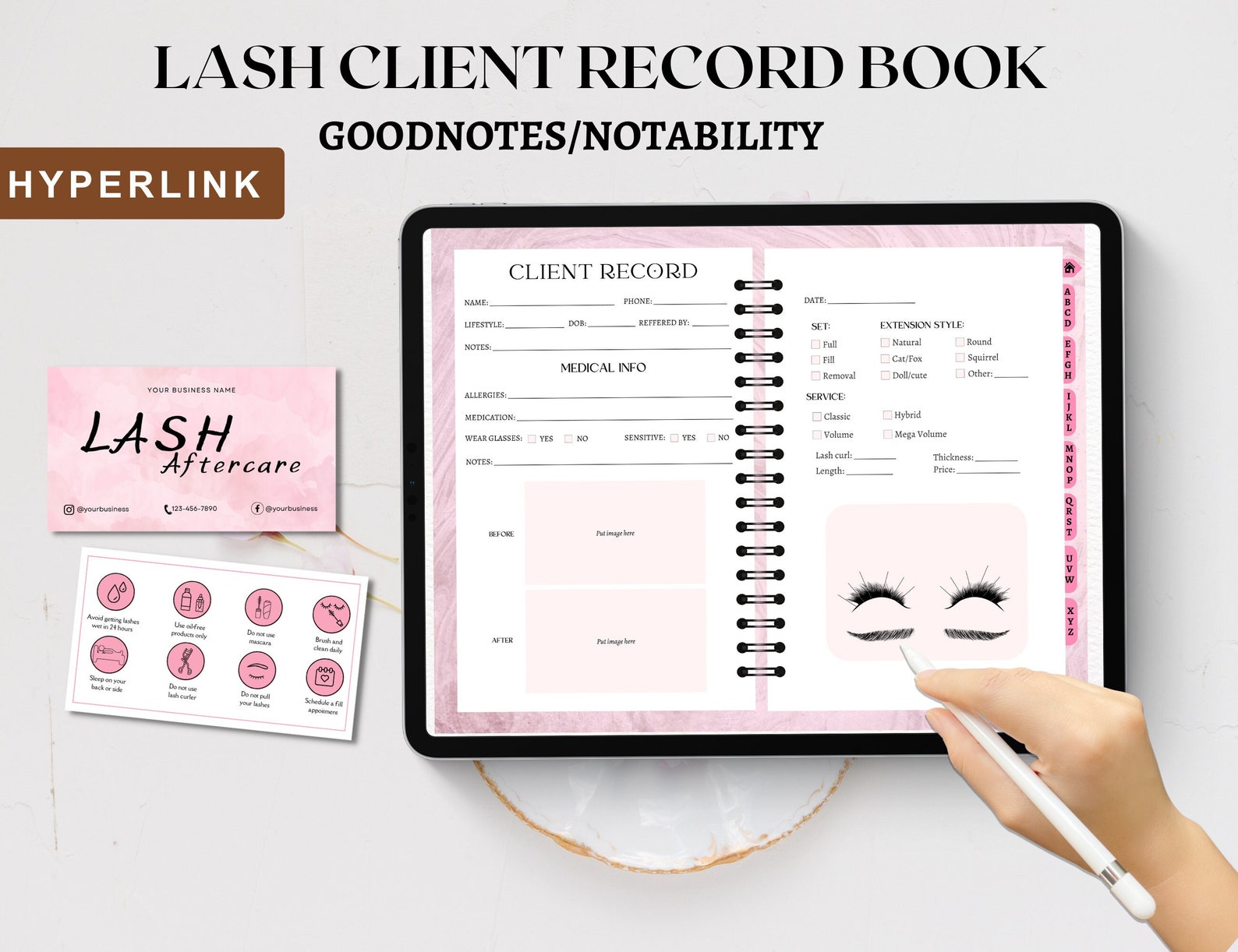HYPERLINK Digital Lash Client Record Book Goodnotes Notability, Eyelash ...