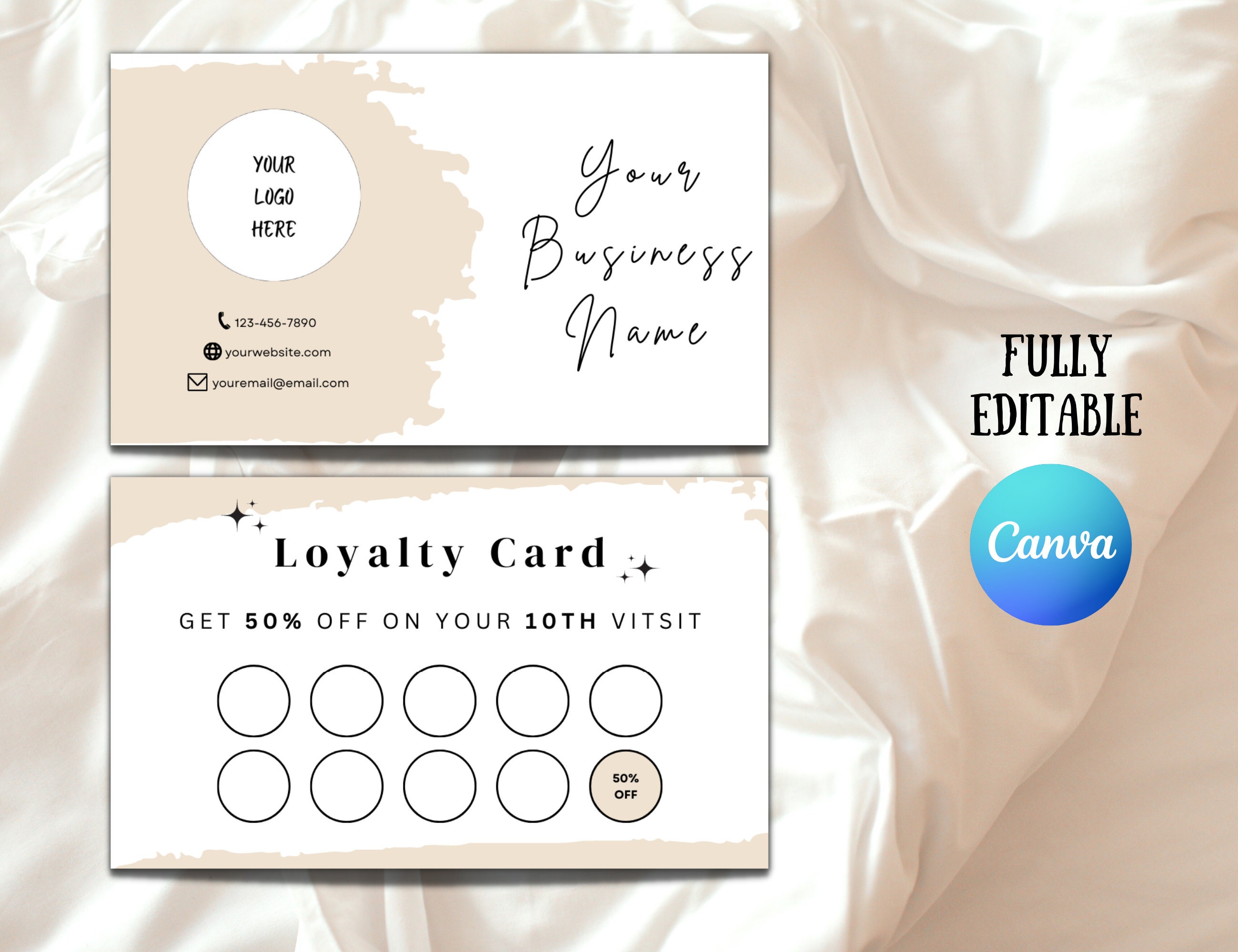 Modern Business Customer Loyalty Card Template, Editable Punch Loyalty ...