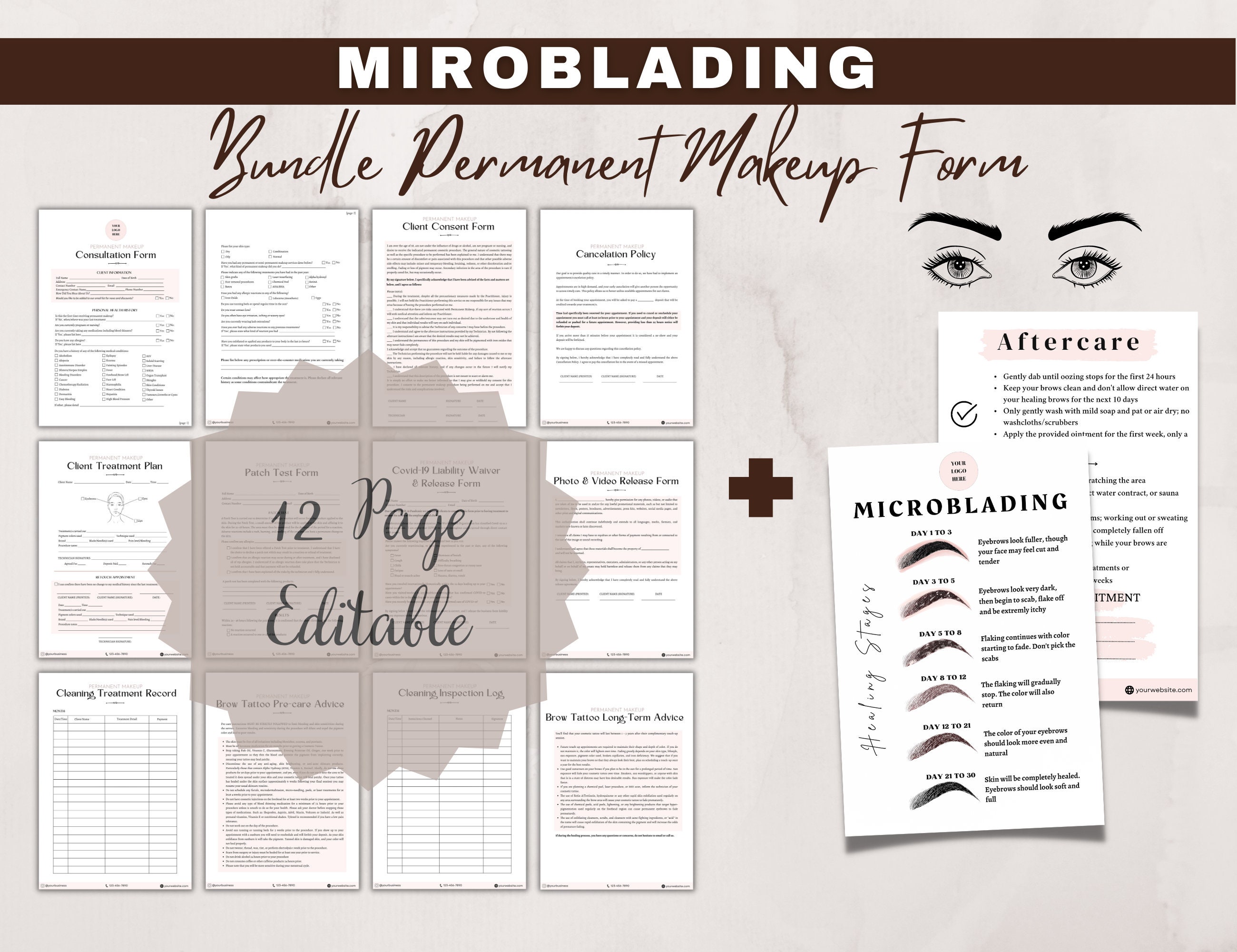 Microblading Consent Form, Consultation Editable PMU Client Intake ...