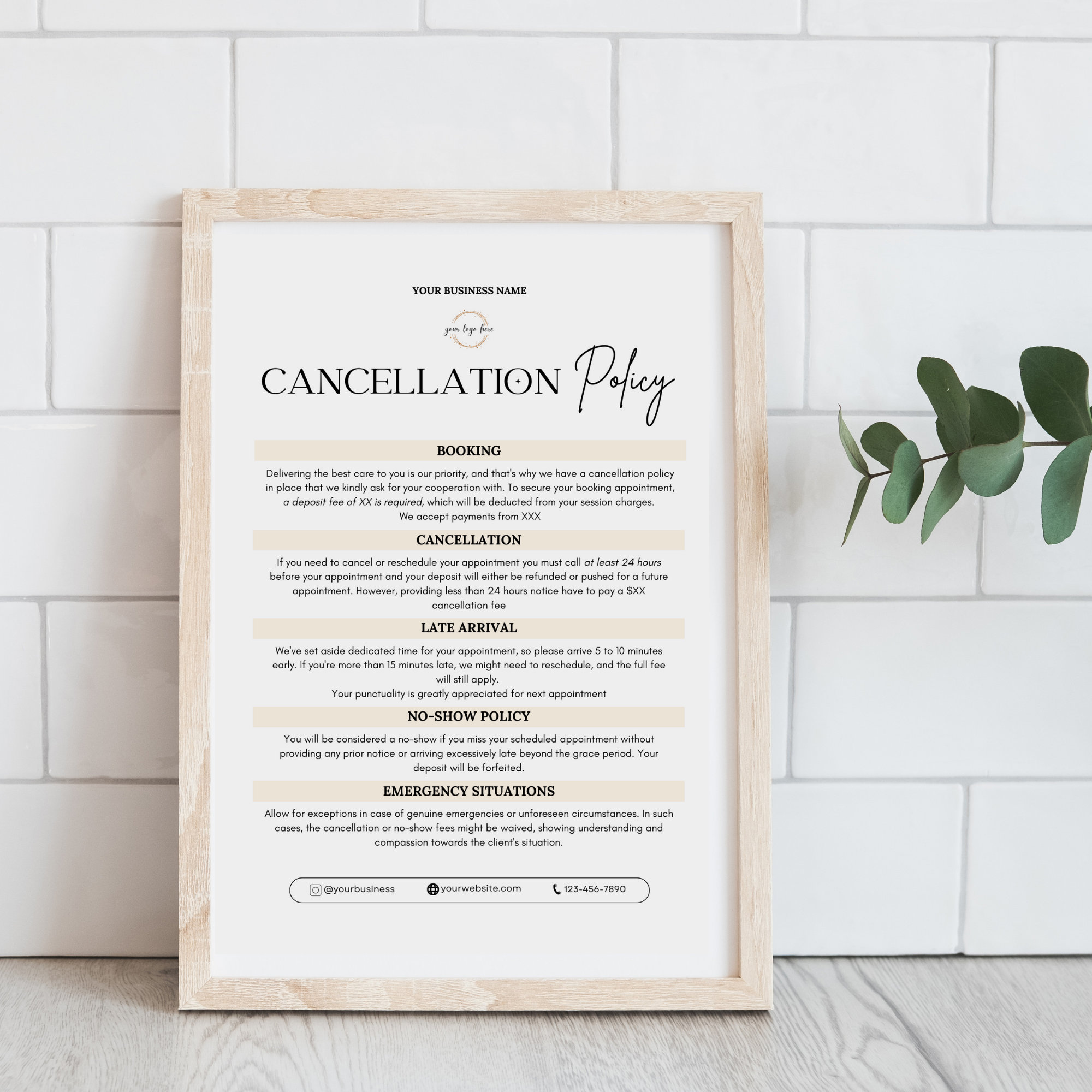 Editable Salon Cancellation Policy Template, Cancellation Spa Policies ...
