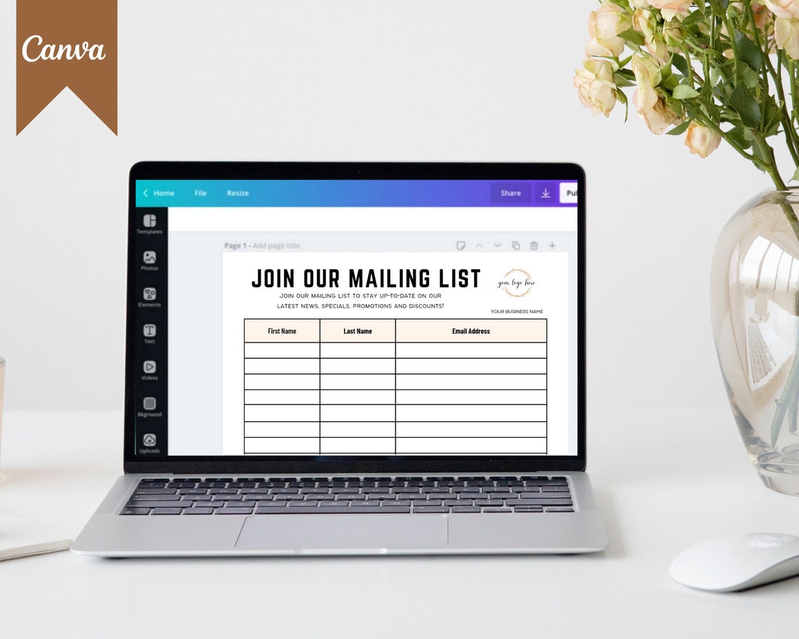 Editable Mailing List Template, Esthetician Email Address List Sign up ...