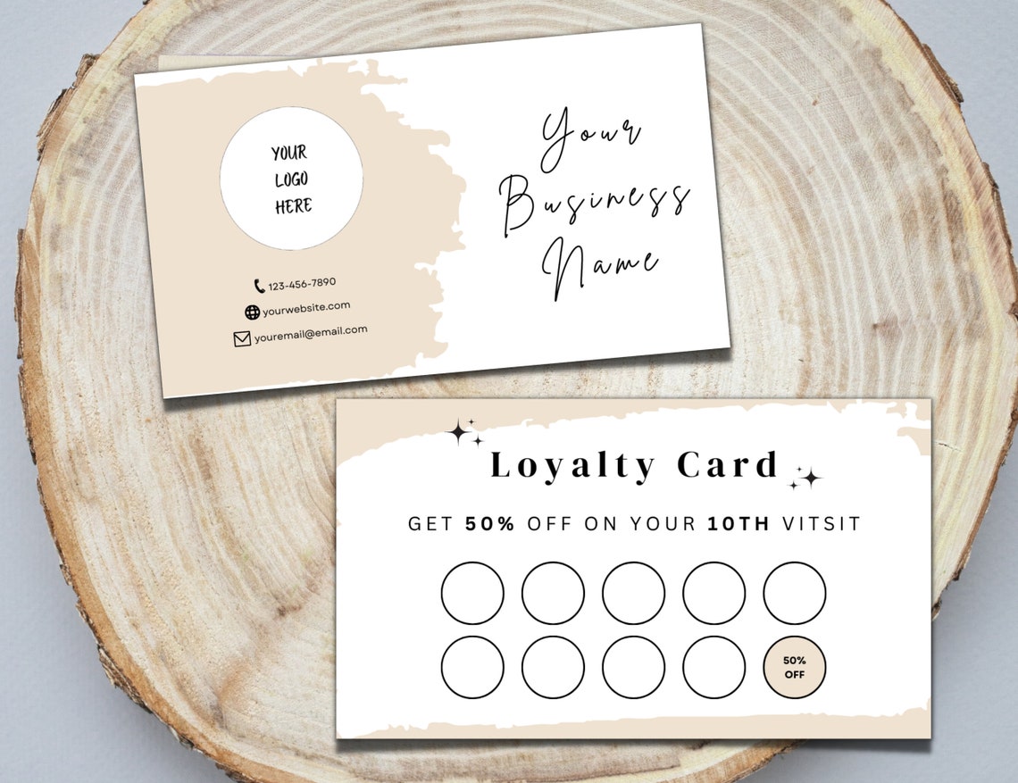 Modern Business Customer Loyalty Card Template, Editable Punch Loyalty ...