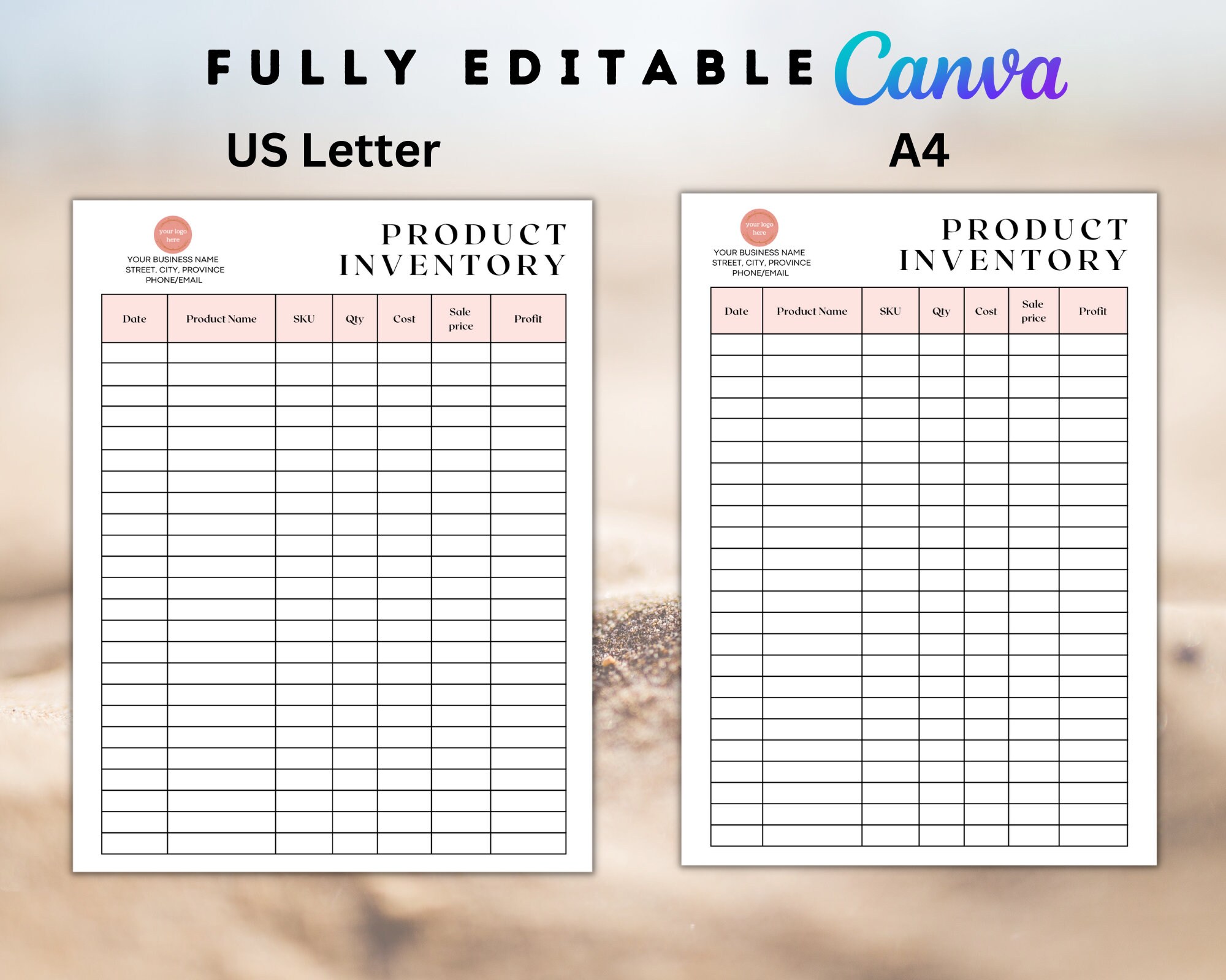 Editable Inventory Management Form, Small Business Inventory Tracker ...