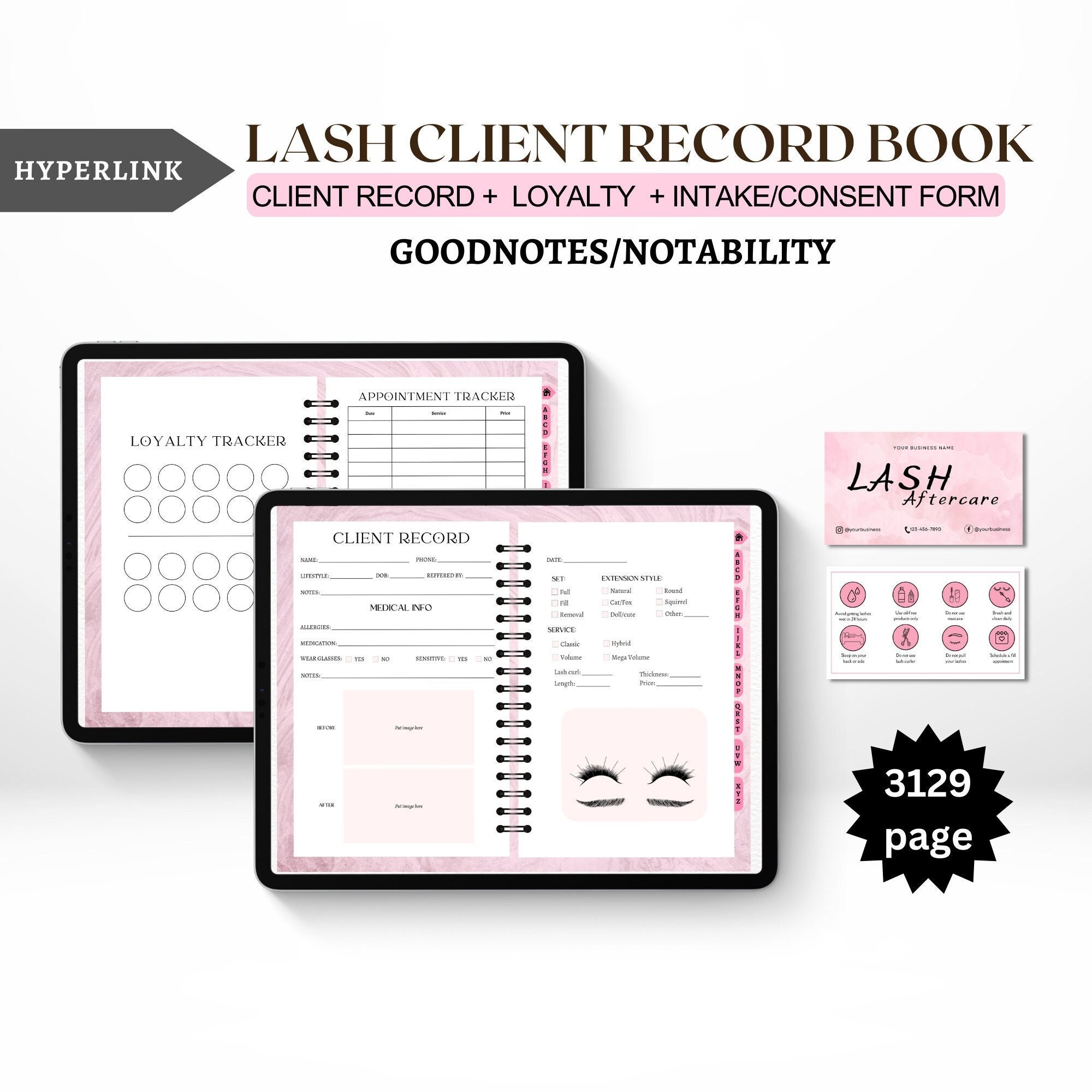 HYPERLINK Digital Lash Client Record Book Goodnotes | Notability ...