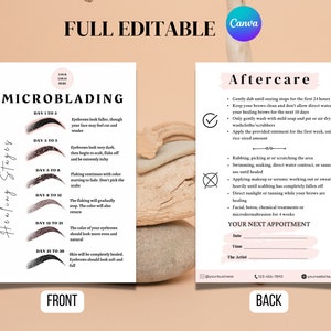 Editable Eyebrows Aftercare Card, PMU Microblading Template DIY Card ...