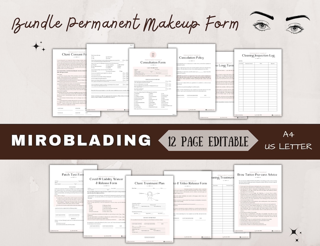 Bundle Microblading Consent Form, Ombre Powder Eyebrows Consultation ...