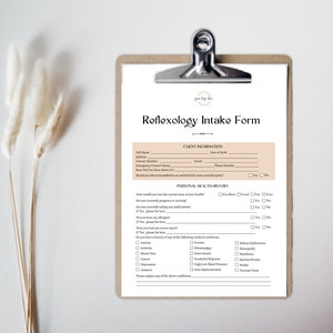 Reflexology Intake Form, Foot Massage Consultation Form, Reflexology ...