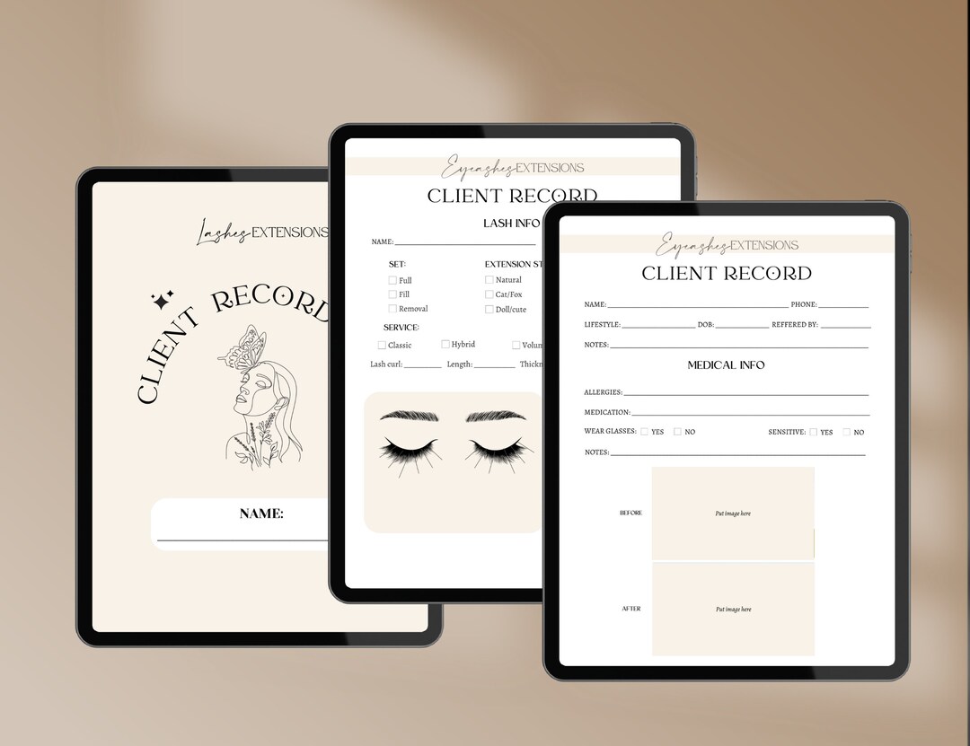 Digital Lash Client Record Book, Goodnotes, Notability, Eyelash ...