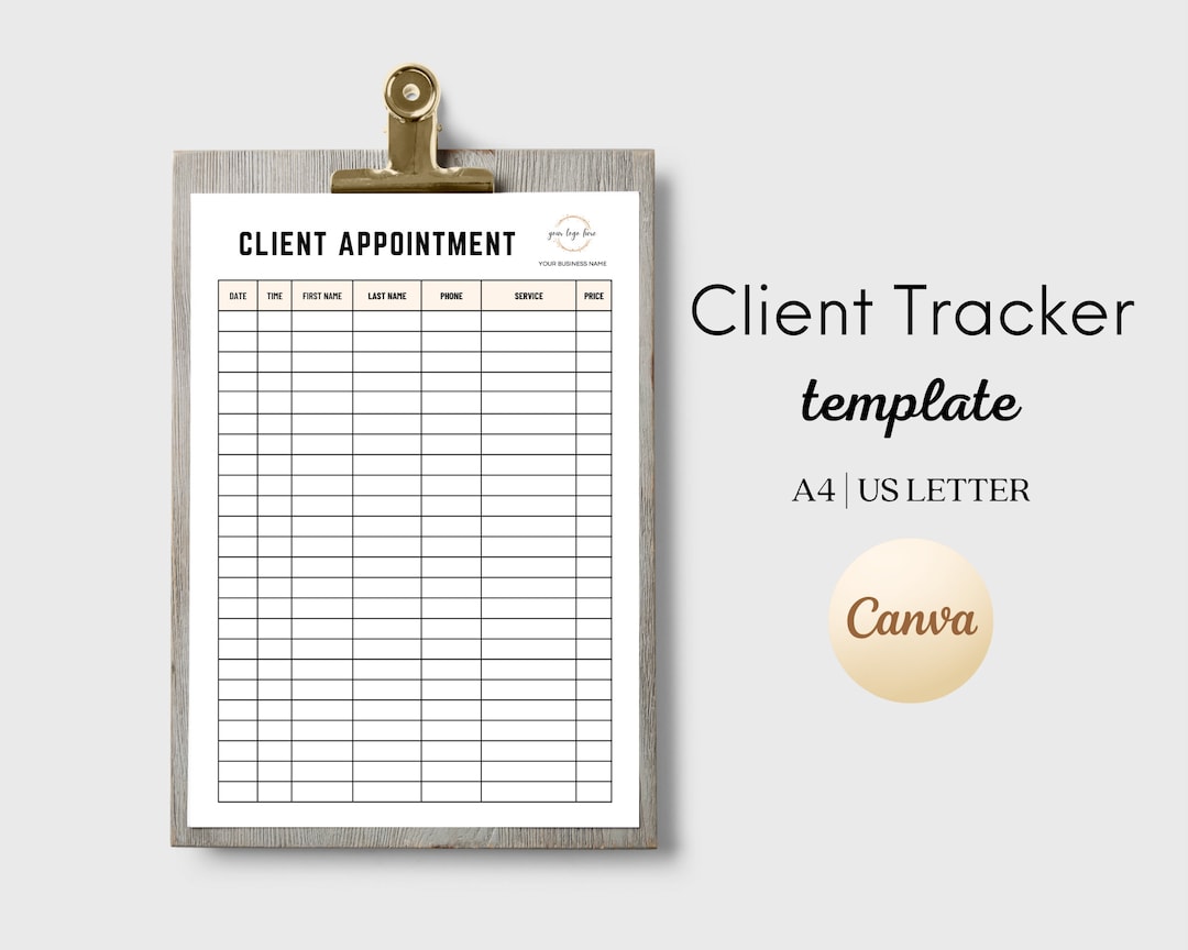 Editable Salon Appoitment Tracker Template, Client Service Record Sheet ...