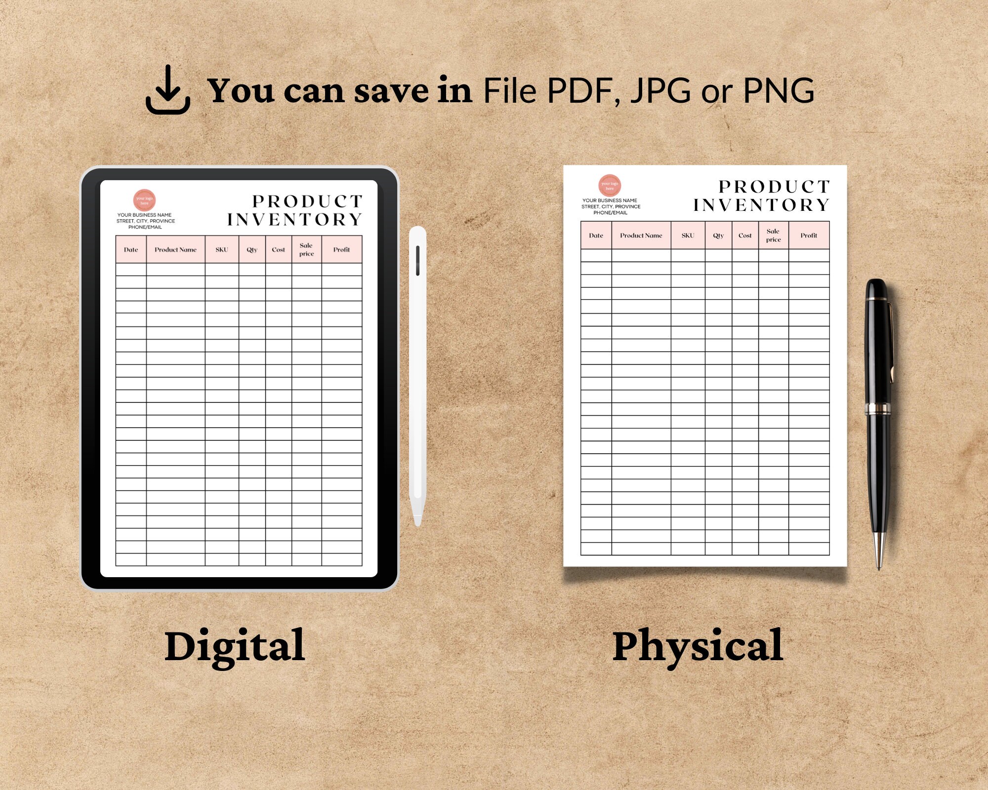 Editable Inventory Management Form, Small Business Inventory Tracker ...