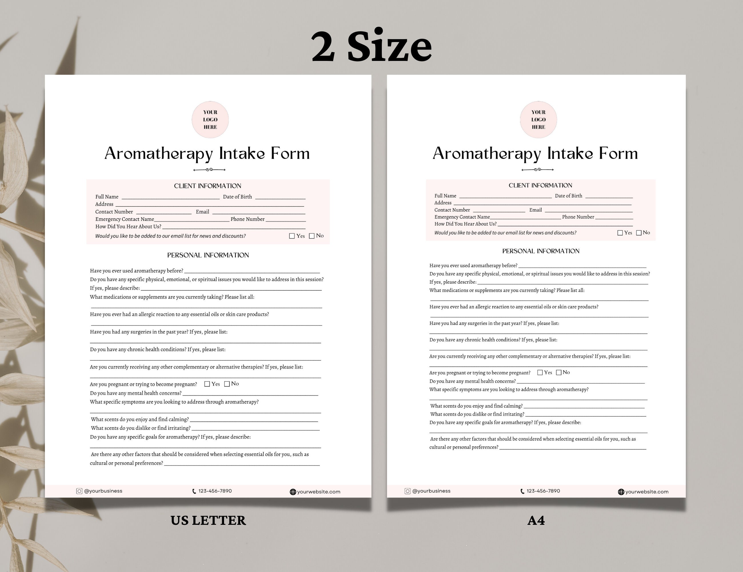 Aromatherapy Intake Form, Aromatherapy Consent Form, Canva Templates ...