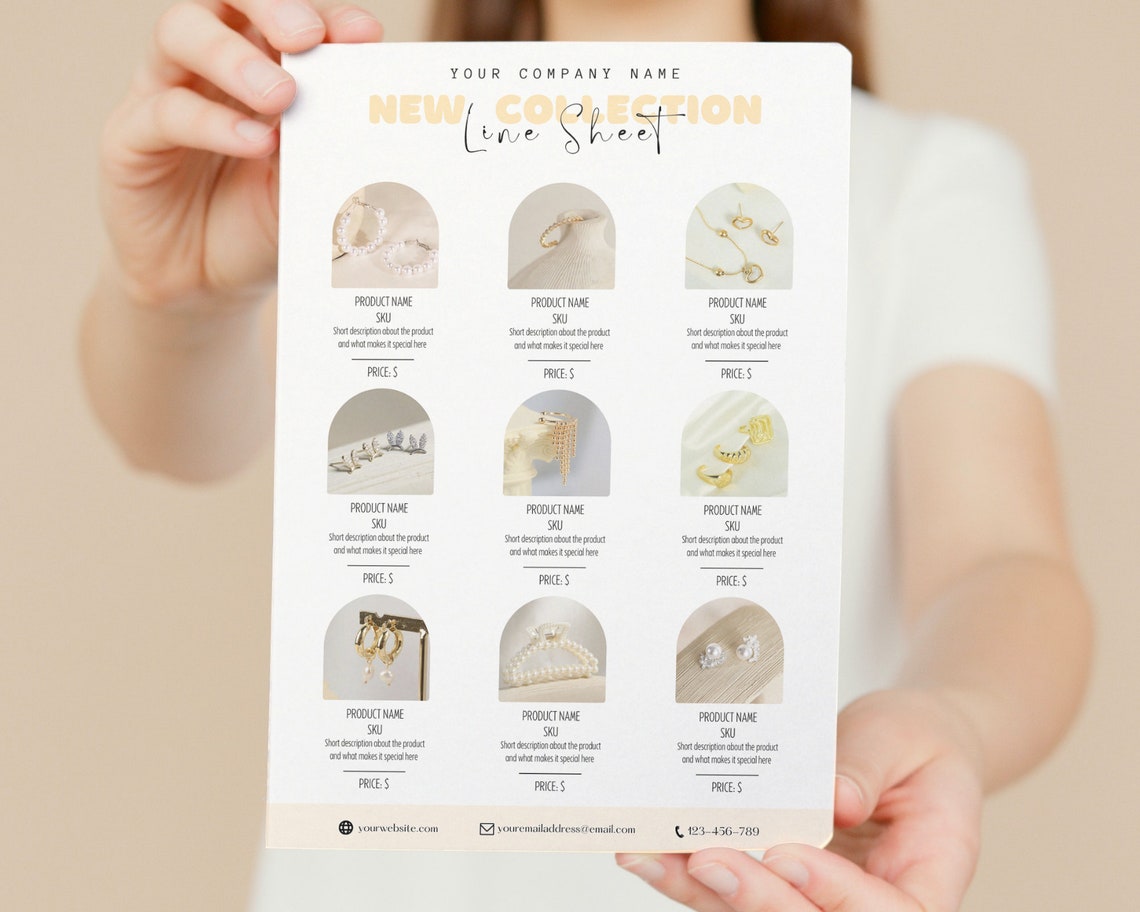 Product Catalogue, Line Sheet Template for Wholesale and Small Business ...