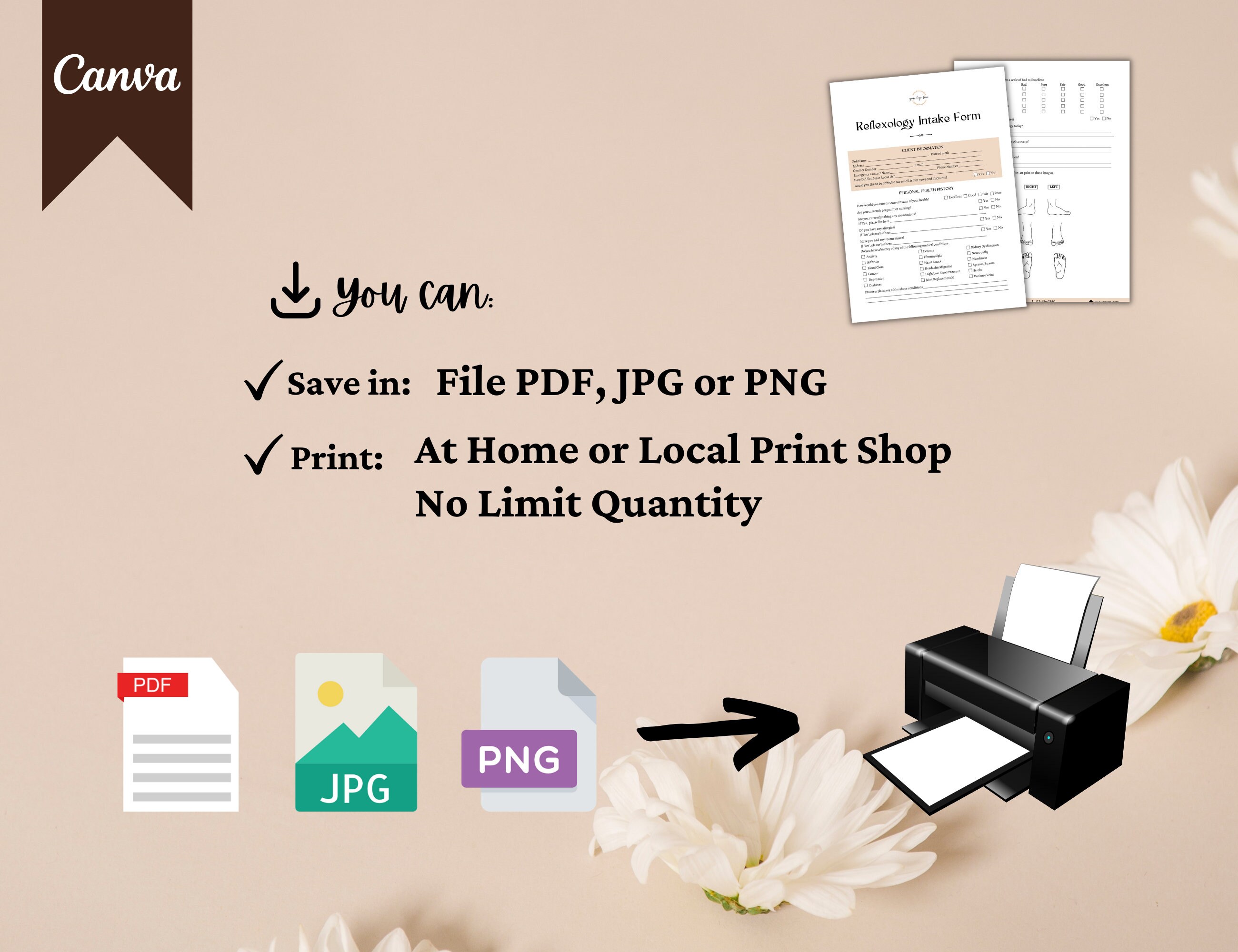 Reflexology Intake Form, Foot Massage Consultation Form, Reflexology ...