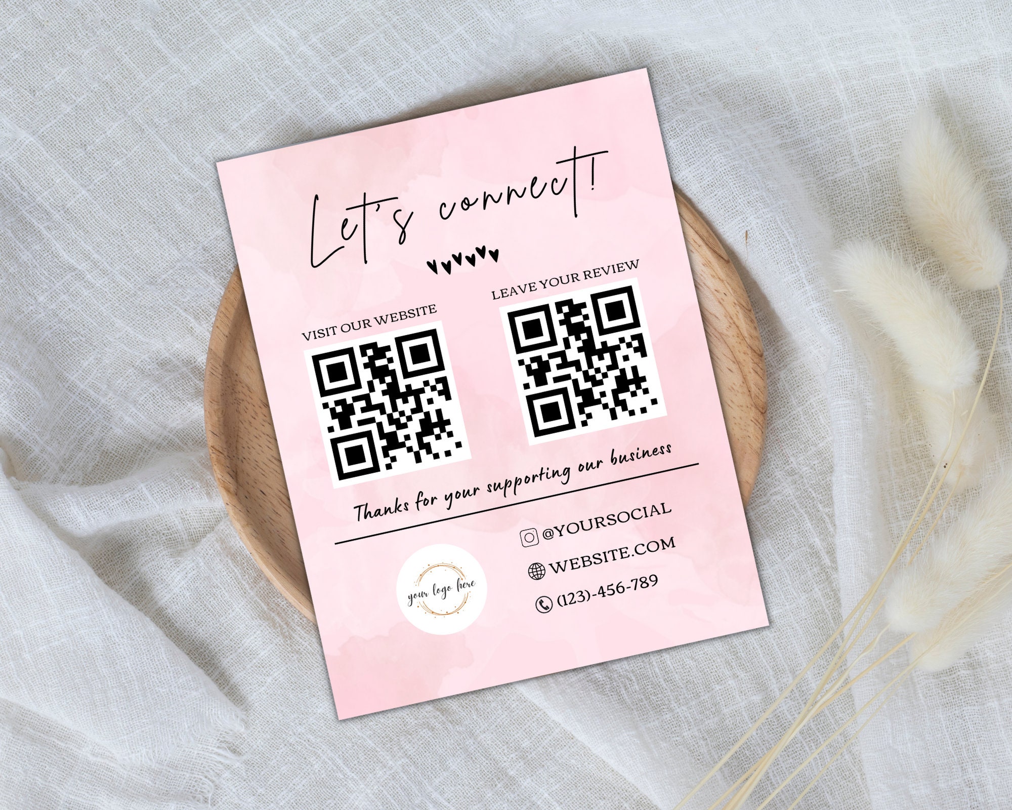 Editable Social Media QR Code Template, Small Business Sign Template ...