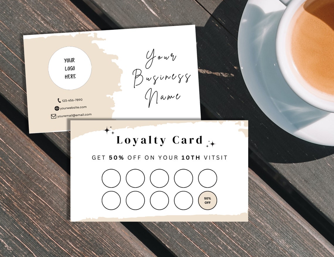 Modern Business Customer Loyalty Card Template Editable Punch - Etsy