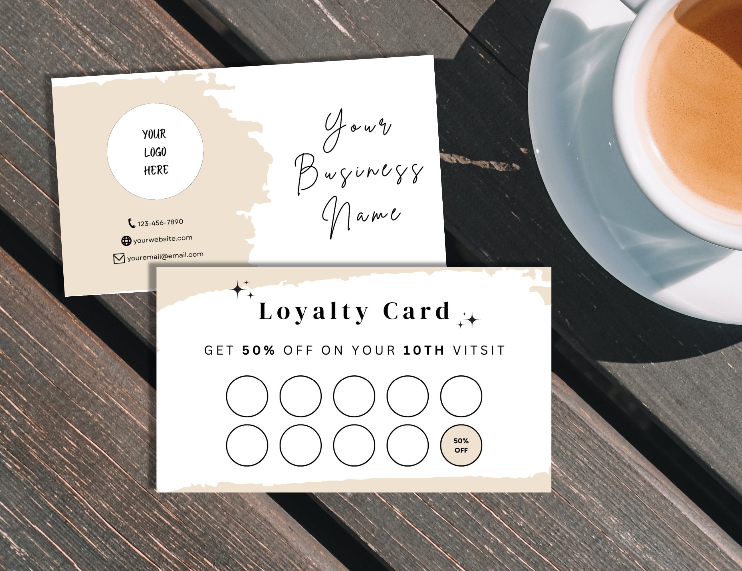 Modern Business Customer Loyalty Card Template, Editable Punch Loyalty ...