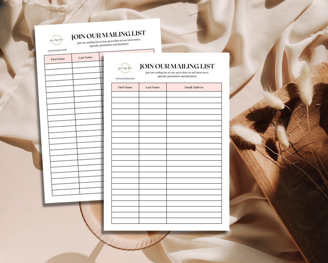 Editable Mailing List Template Esthetician Email Address List - Etsy