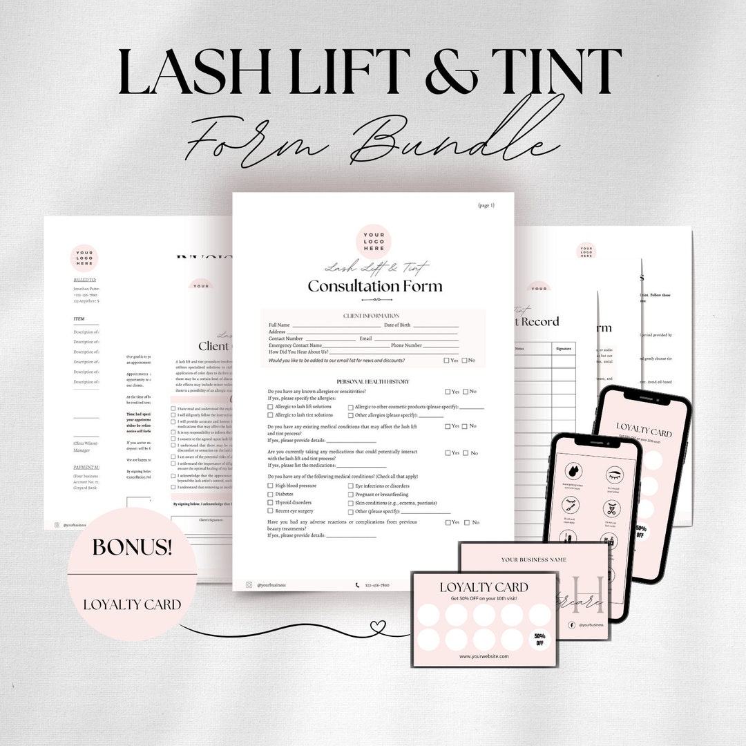 Lash Lift and Tint Form Bundle Printable Lash Lift Consent Forms ...