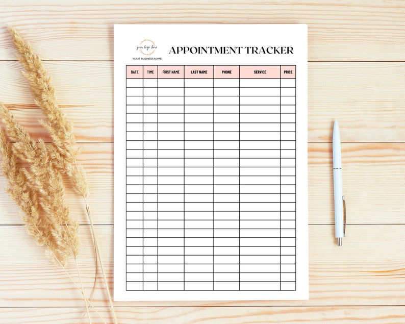 Editable Salon Appoitment Tracker Template, Client Service Record Sheet ...