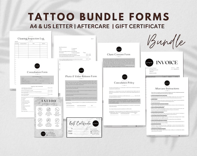 Tattoo Form Bundle, Small Tattoo Form, Editable Tattoo Consent Form ...