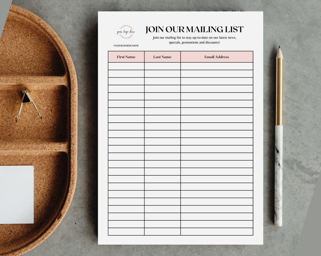 Editable Mailing List Template, Esthetician Email Address List Sign up ...