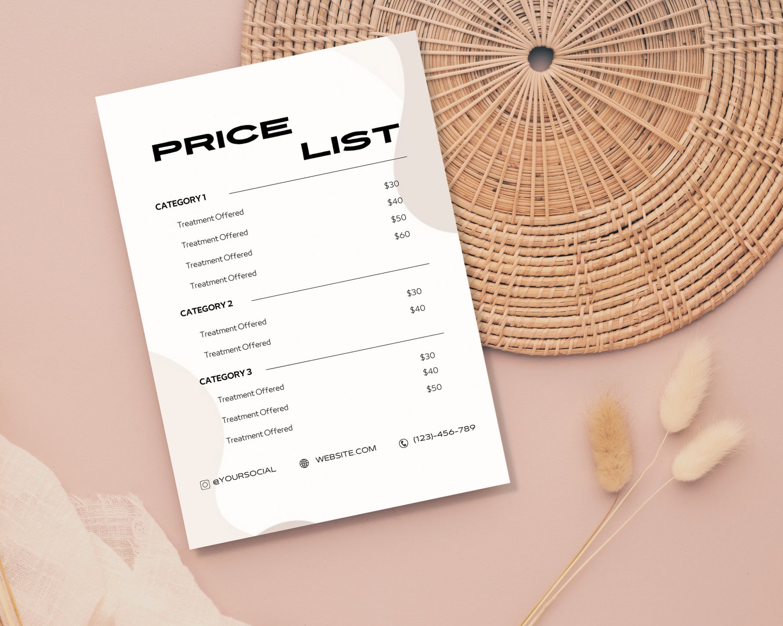 DIY Price List Template Editable Pricing List Template Beauty - Etsy Canada