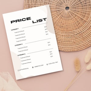 DIY Price List Template, Editable Pricing List Template Beauty Salon ...