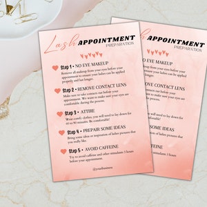 Digital Lash Extension Appointment Prep Card, Before Your Appointment ...