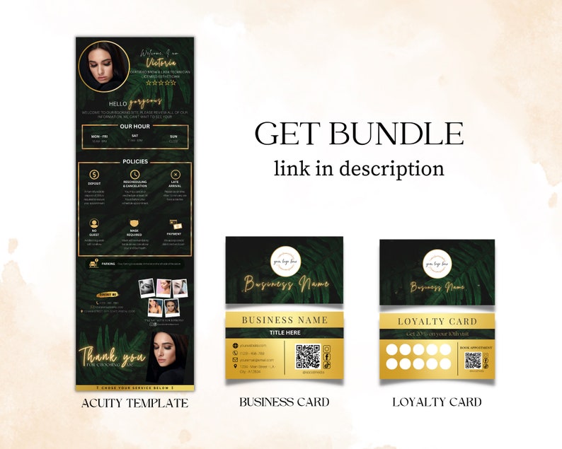 Tropical Editable Acuity Scheduling Template, Black Gold DIY Booking ...