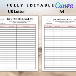 Editable Mailing List Template, Esthetician Email Address List Sign up ...