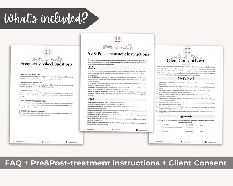 EDITABLE Dermal Filler Botox Botulin Toxin Consultation Forms Consent ...