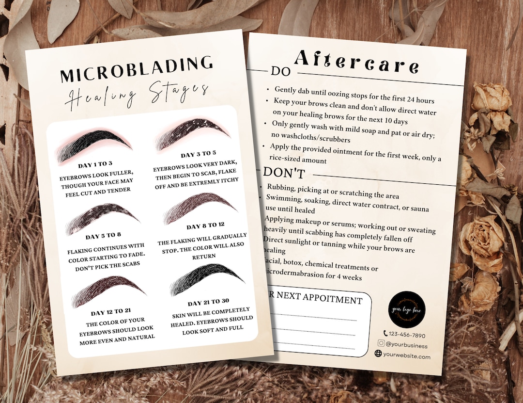 Editable Eyebrows Aftercare Card, DIY PMU Microblading Template ...
