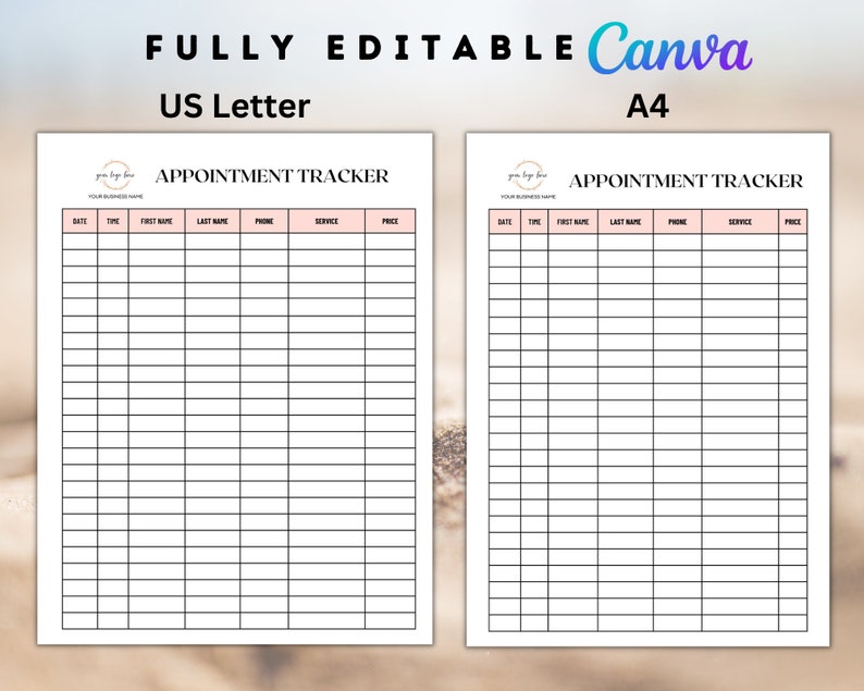 Editable Salon Appoitment Tracker Template, Client Service Record Sheet ...